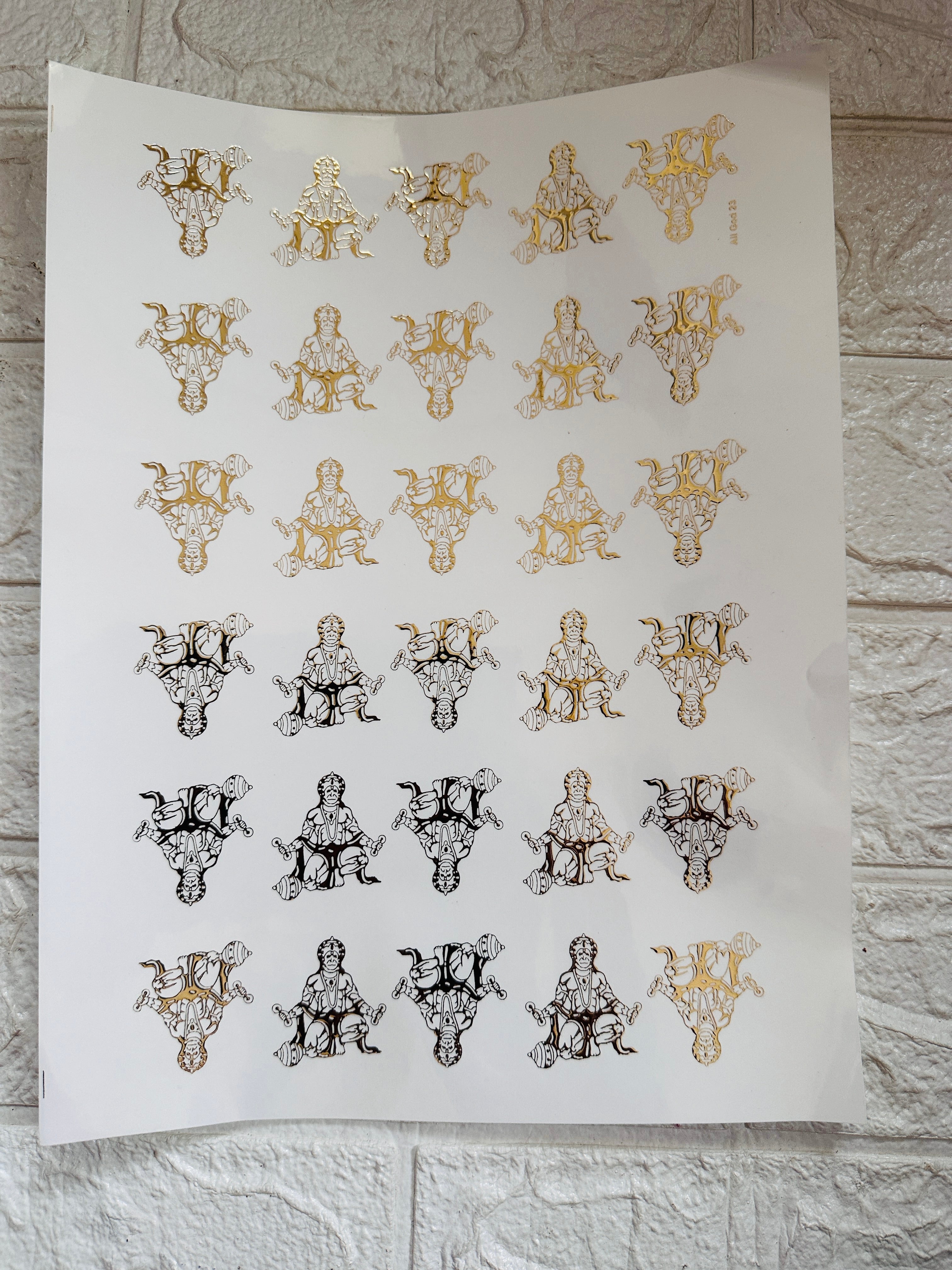 Hanumanji Embossed Sticker sheet 1.5 inch Height- A4 size ...